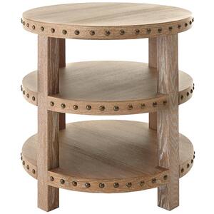 Home Decorators Collection Nailhead Light Washed Oak End Table 9927400970