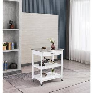 Boraam Holland Navy Blue Kitchen Cart with Stainless Steel Top 50659 ...