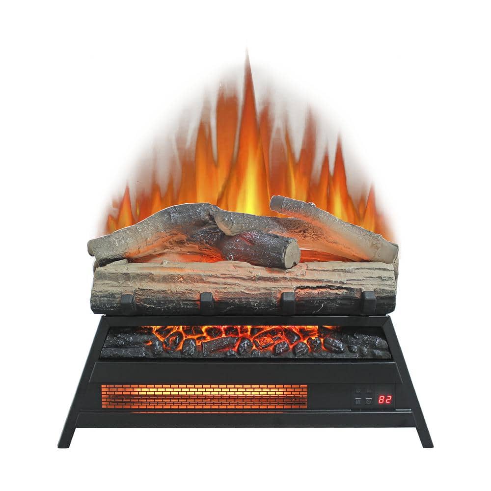 23 in. 1500-Watt 5000 BTU Infrared Electric Fireplace Heater 3D Log Set ...