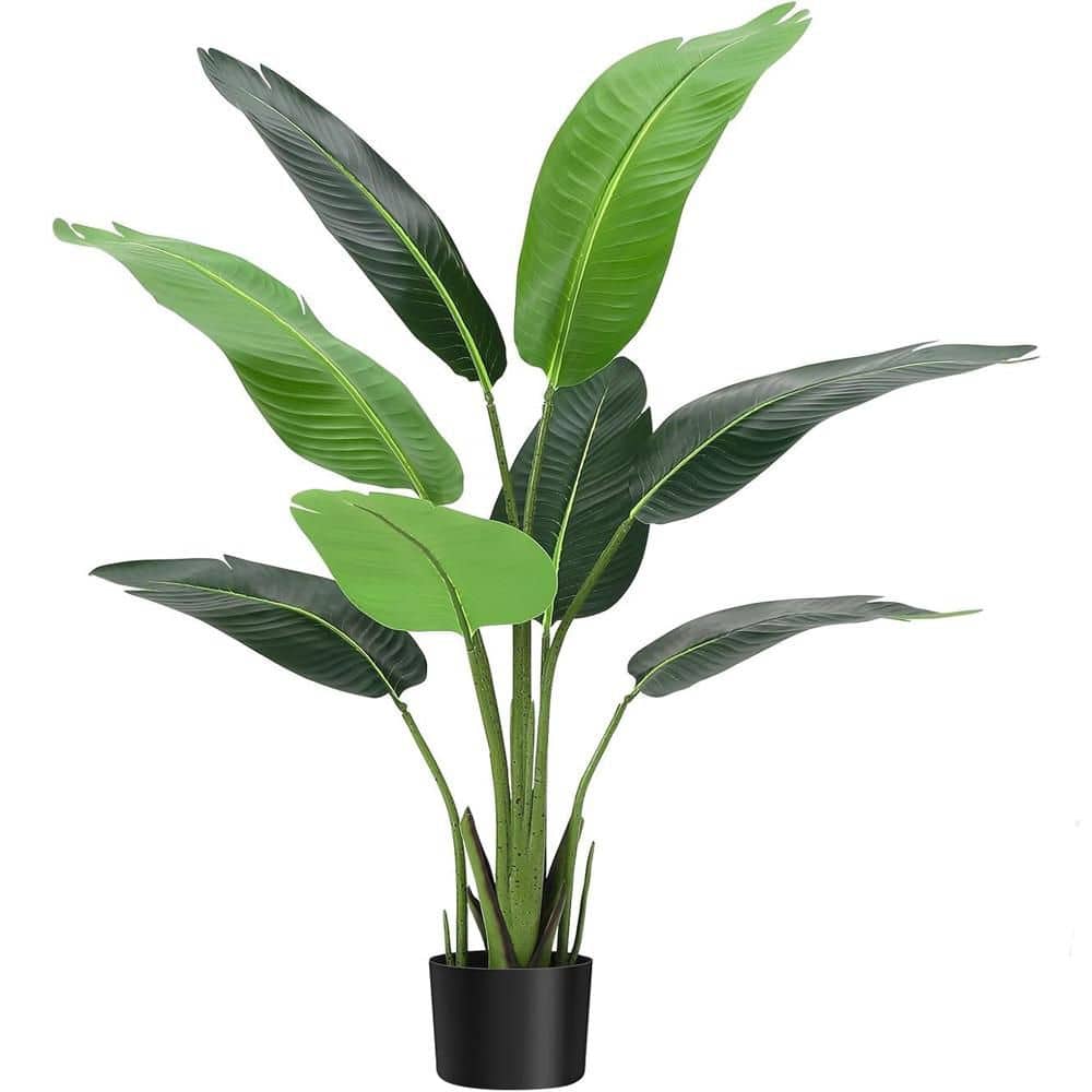 4 ft. Artificial Fiddle Leaf Fig Tree Ficus Lyrata Fake Tropical Plant ...