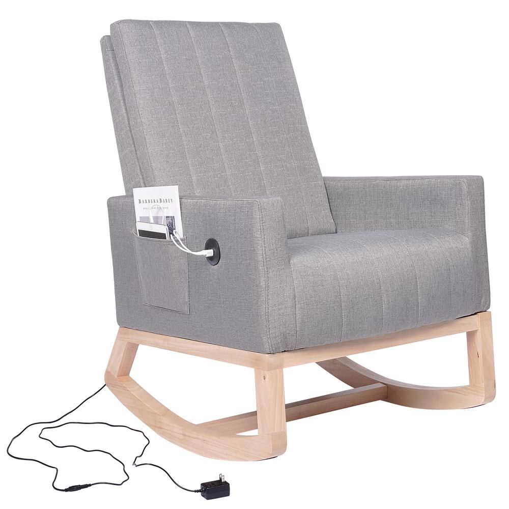 VECELO Ergonomic Wooden Rocking Chair with USB Charging - Perfect for ...