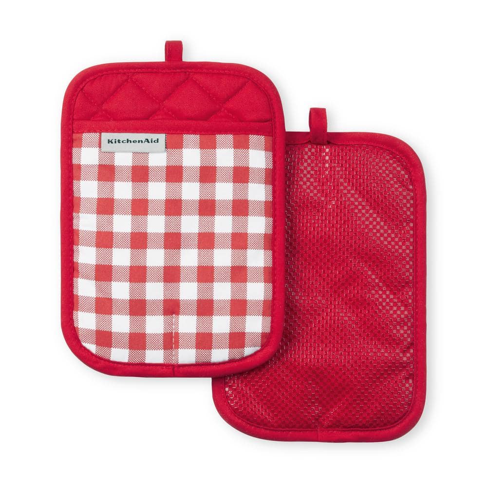 KitchenAid Gingham Cotton Passion Red Pot Holder Set (2-Pack ...