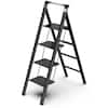 WELLFOR 4-Step Aluminium Step Stool, 300 lbs. Load Capacity with ...