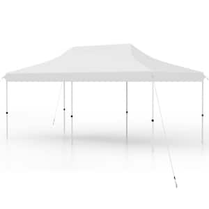 Costway 10 ft. x 20 ft. White Pop-up Canopy Sun Protection Tent with ...