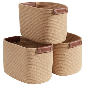 Ornavo Home 3-Pack Cotton Rope Storage Baskets 3PK-15x10x9-BLACK - The ...
