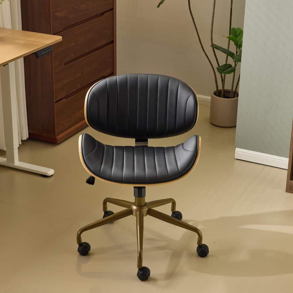 Karl home PU Faux Leather Fabric Curved Adjustable Height With Antique ...