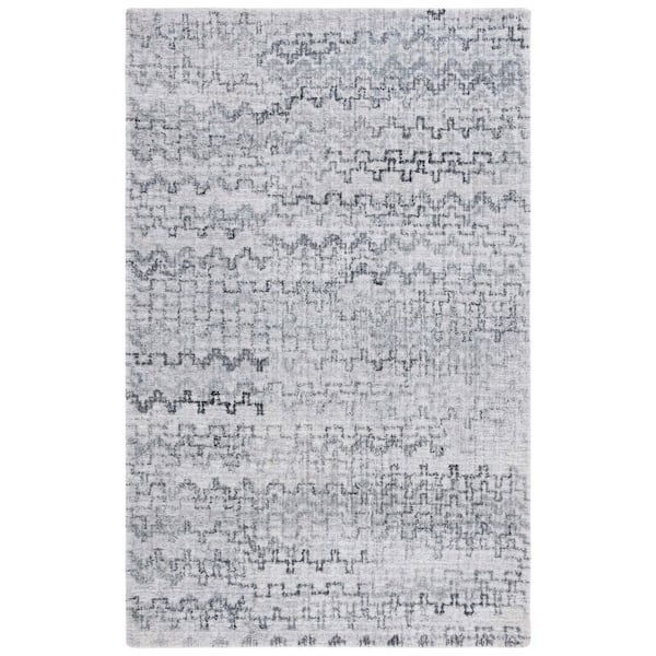 SAFAVIEH Marquee 4 ft. x 6 ft. Gray/Ivory Geometric Chevron Area Rug ...