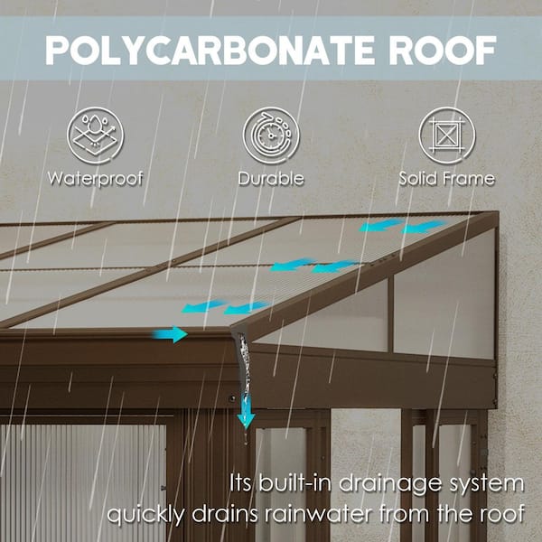 Clihome 10 ft. x 12 ft. Lean-to Sunroom Wall Mounted Solarium with ...