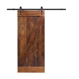 CALHOME 24 in. x 84 in. Walnut Stain Assembly Required Wood Sliding ...