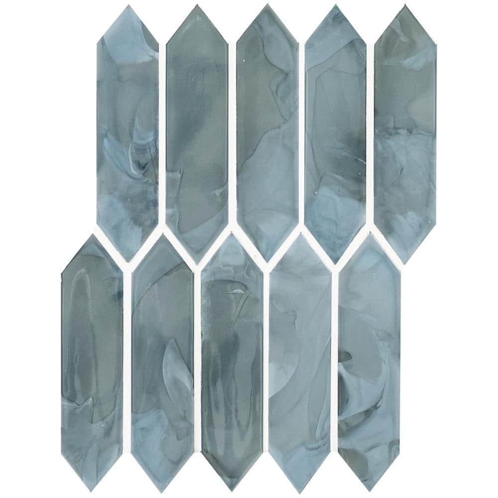 MSI Blue Shimmer Picket 10 in. x 13 in. x 0.24 in. Glass Mesh-Mounted ...