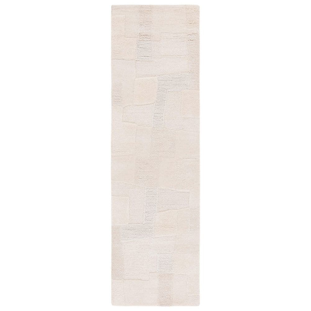 SAFAVIEH Manhattan 2 ft. x 8 ft. Ivory/Beige High-Low Geometric Runner ...