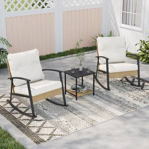 Zinus Dillon White 3-Piece Aluminum and Poly Lumber Outdoor Bistro Chat ...