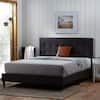 Brookside Tara Black Charcoal Queen Square Tufted Upholstered Platform Bed BS0005UBDQQCH - The ...