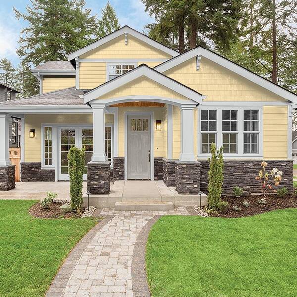 Glidden Premium 1 gal. PPG1209 3 Dusty Yellow Semi Gloss Exterior Latex Paint PPG1209 3PX 1SG The Home Depot