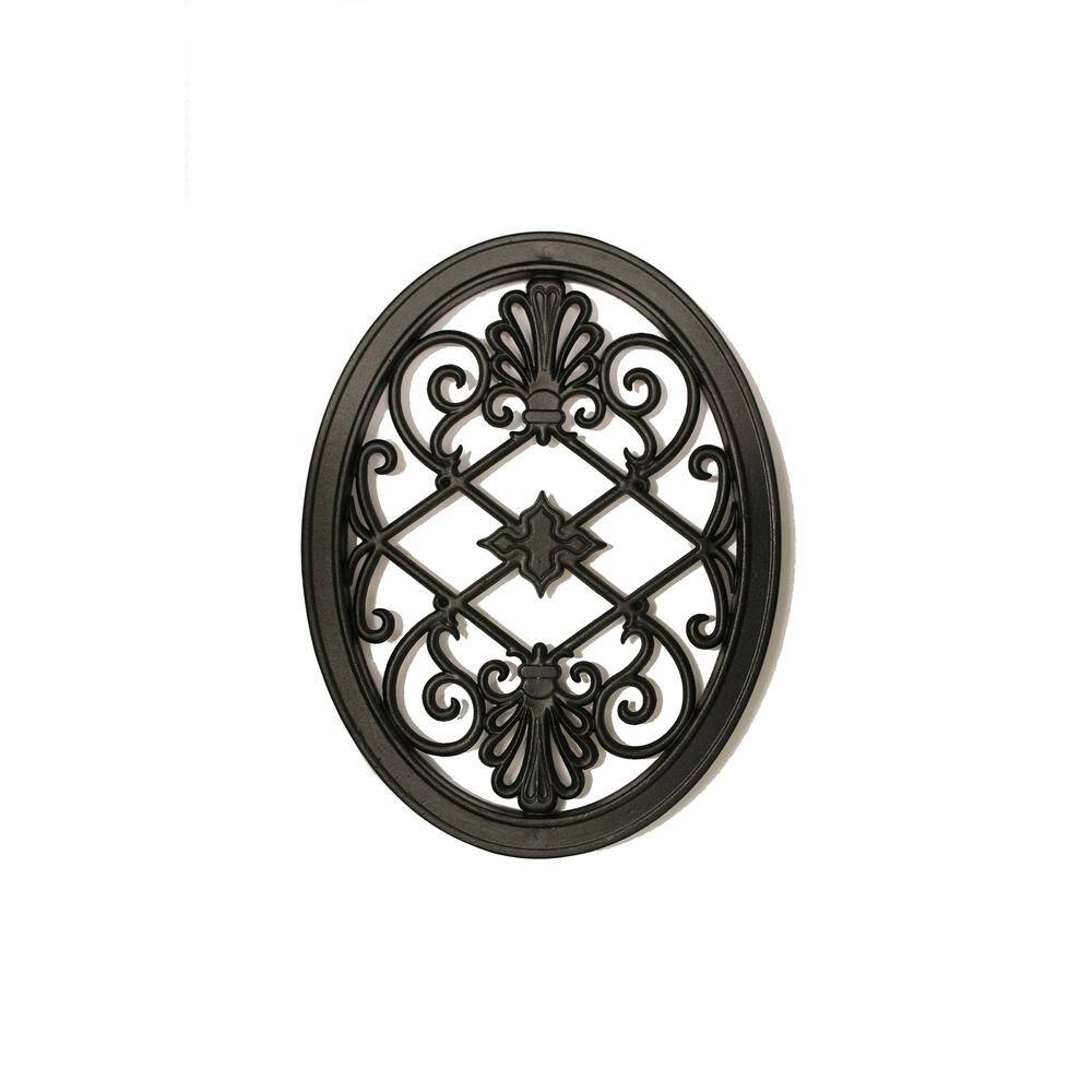 NUVO IRON 17 in. x 13 in. Oval Wrought Iron Insert for Wooden Gate ACW56