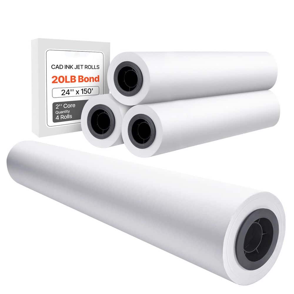 SKYSHALO Wide Format Paper, 24 in. x 150 ft. Plotter Paper, 4 Rolls CAD ...