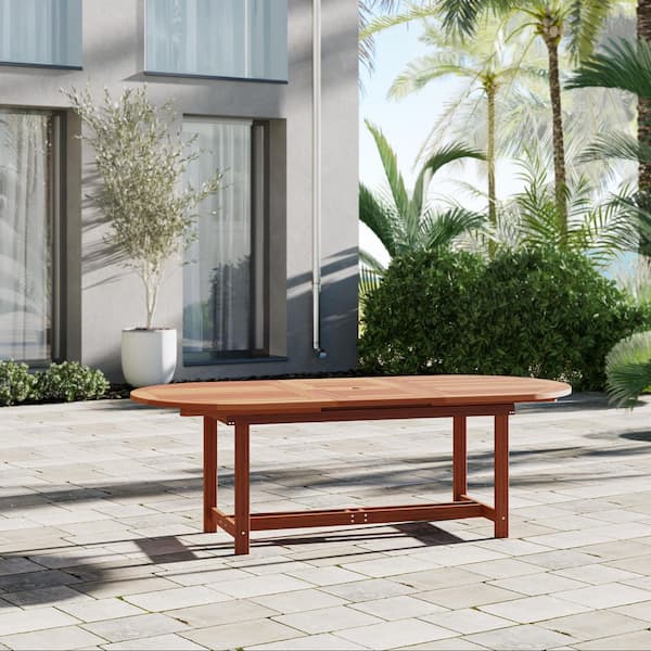 Amazonia Conigli 9-Piece Dark Teak Finish Wood 100% FSC Oval Patio ...