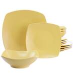 GIBSON HOME Zen Buffetware 12 Piece Square Fine Ceramic Dinnerware Set ...