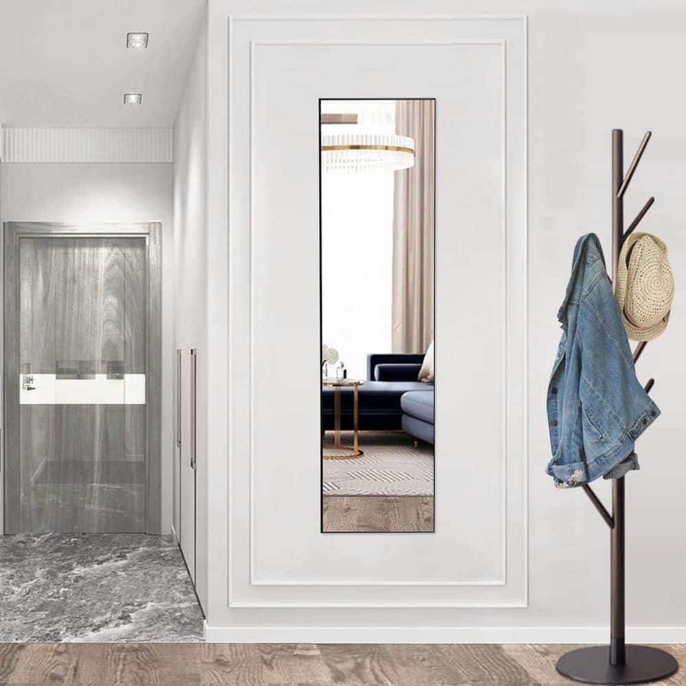 Black 20 in. W x 63 in. H Rectangle Fiberglass Full Length Mirror ...