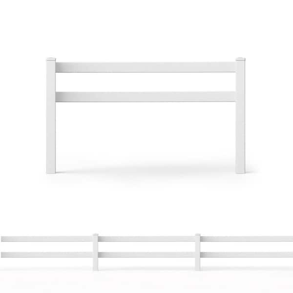 Fencer Wire 3 ft. x 8 ft. Split Rail Flat Top Flat Vinyl Fence Panel ...