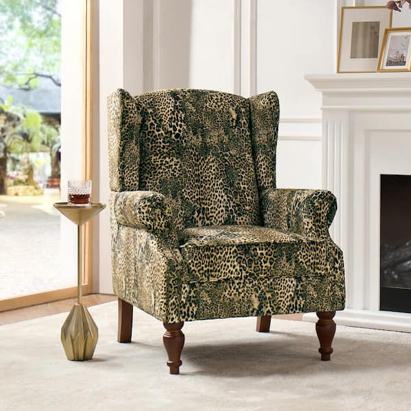 JAYDEN CREATION Ira Leopard Traditional Animal Pattern Armchair with Nailhead Trim CHS1133 LEO