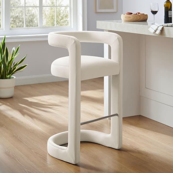 MODWAY Winslow Performance Velvet Bar Stool in Alabaster EEI-7108-ALA ...