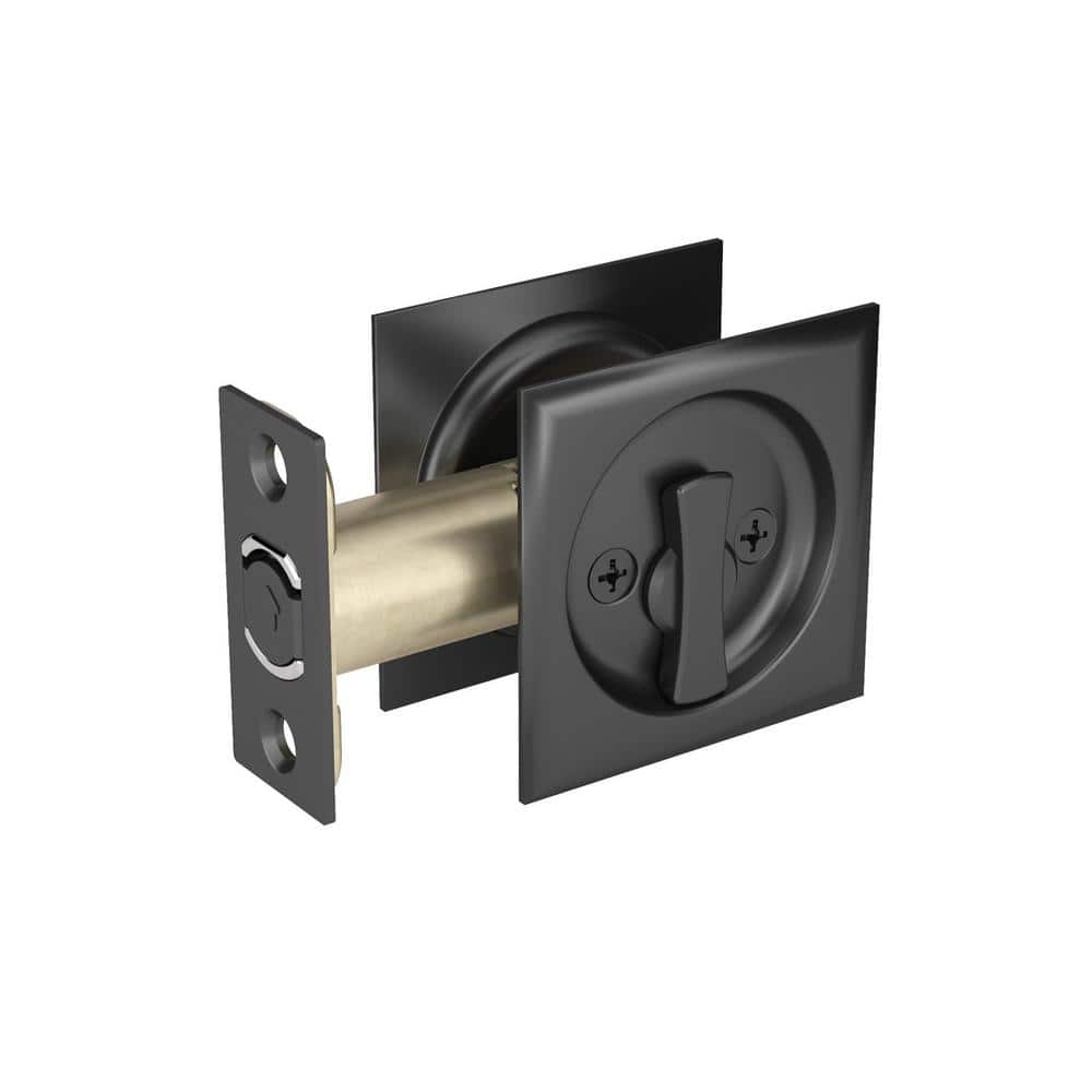 Reviews for Onward 2 7/16 in. (62 mm) Black Square Pocket Door Privacy ...