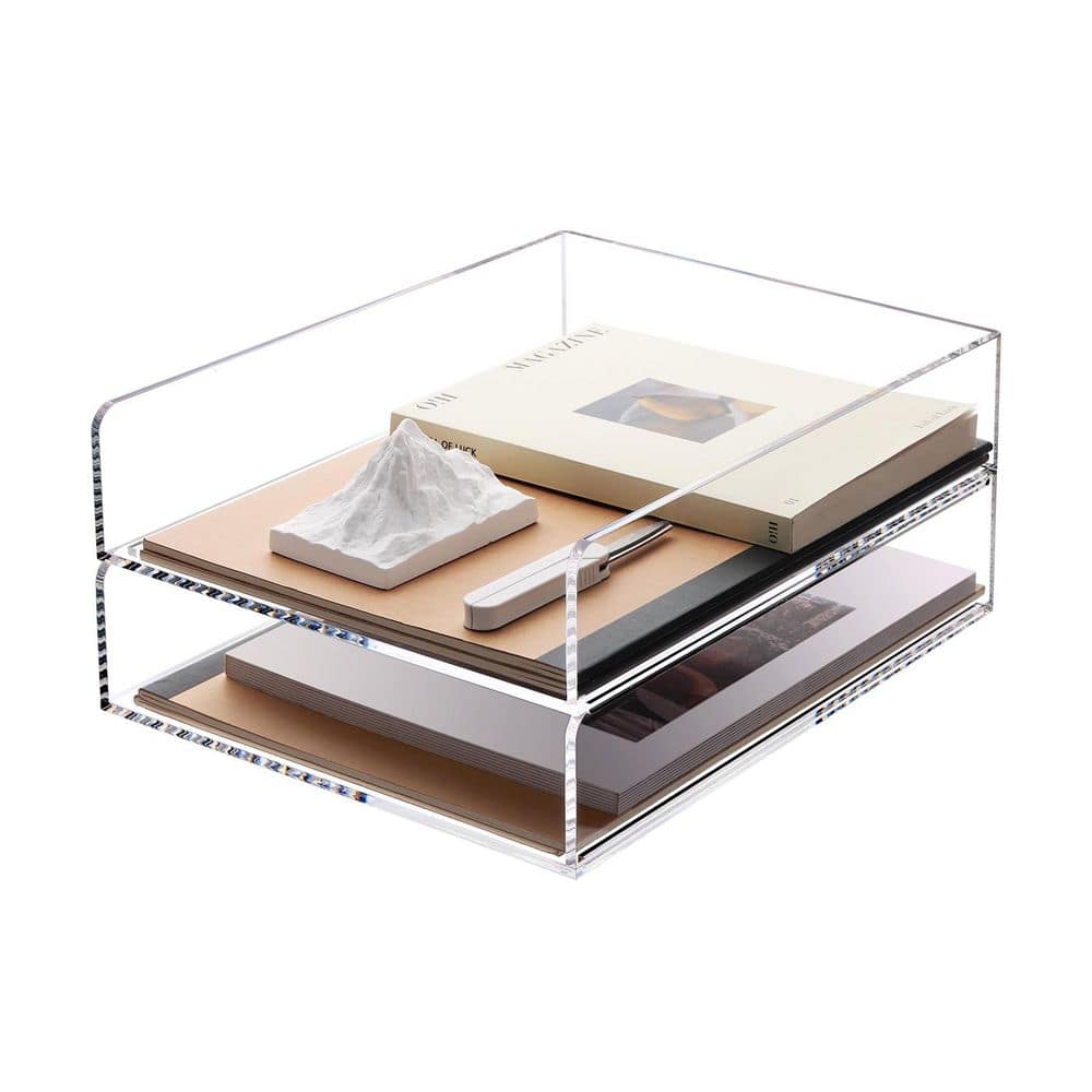 Aoibox 2-Pack Acrylic Stackable Clear Letter Tray Vertical File Paper ...