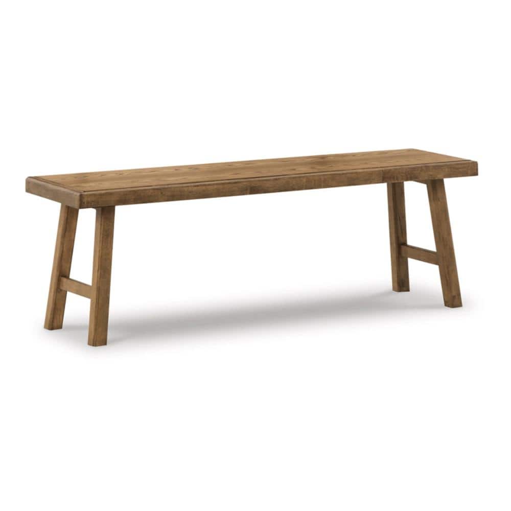 Benjara Brown Dining Bench Backless with Sleek Angled Legs 52 in ...