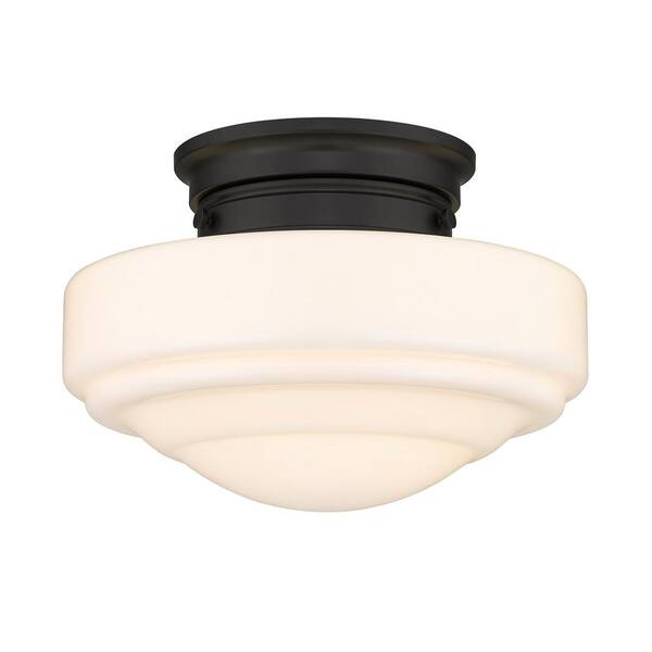Golden Lighting Ingalls 12 in. 1-Light Matte Black Semi-Flush Mount ...