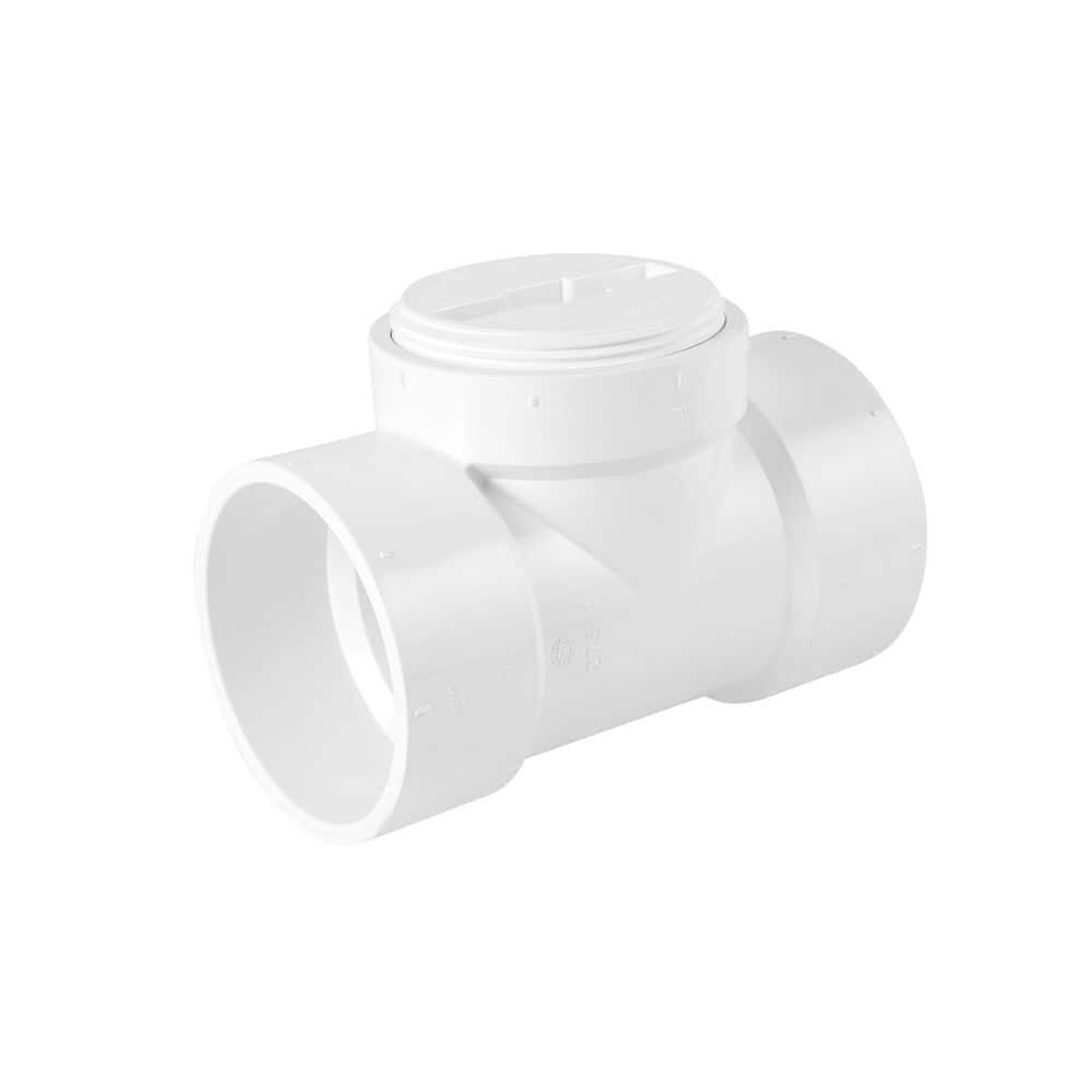 PLUMBFLEX 4 in. Rigid PVC DWV Flush Cleanout Tee w/ C. O. Plug, 0.5 ft ...