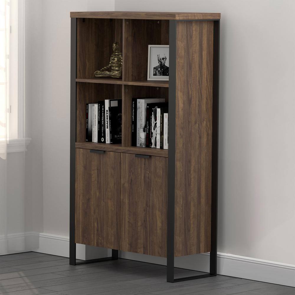 Coaster Pattinson 35.5 in. Tall Aged Walnut and Gunmetal Wood 2-Door ...