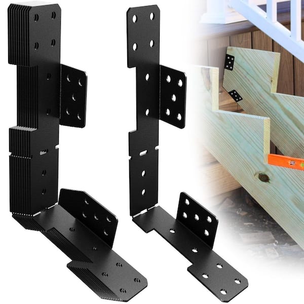 NVNOO Heavy Duty 18 Gauge Adjustable Stair Stringer Hanger Bracket for 2x10 2x12 Stair Stringer ...