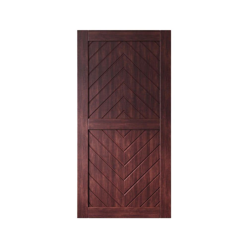 HOMACER JT2 32 in. x 80 in. C-Panel Solid Core Red Mahogany Fishbone ...