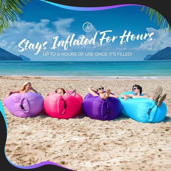 Mockins Inflatable Air Lounger for Camping and The Beach Pink Blue