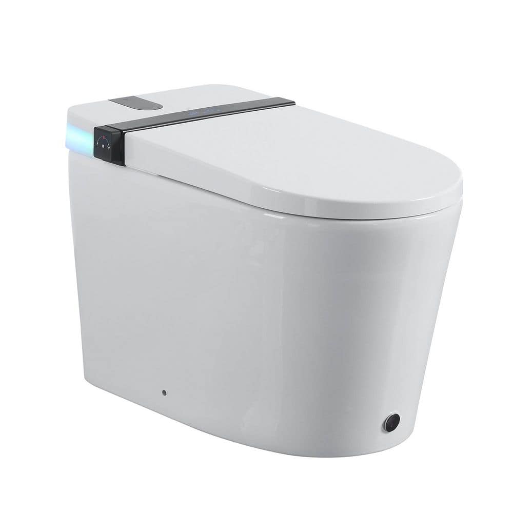 Crofutre Elongated Smart Bidet Toilet 1. 28GPF in White with Side Knob ...