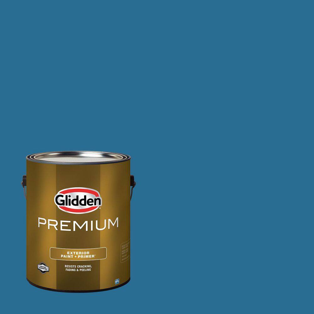 Glidden Premium 1 gal. Blue Oasis PPG1158-6 Flat Exterior Latex Paint ...