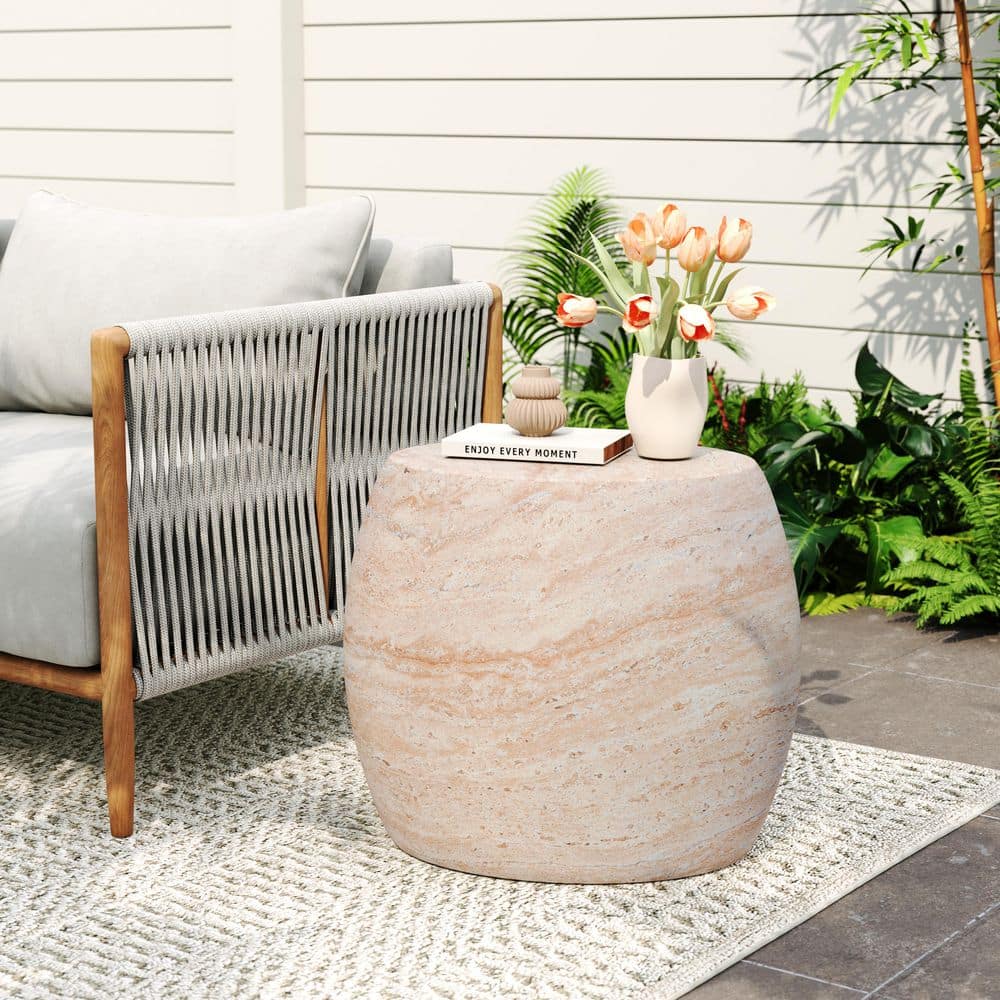 CHRISTOPHER KNIGHT HOME Edmonton Travertine Round Stone Outdoor Patio ...