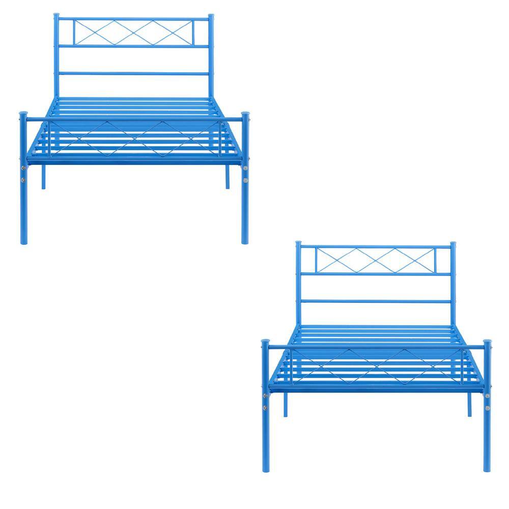 VECELO Twin Size 2-Piece Metal Platform Bed Frame Set - No Box Spring ...