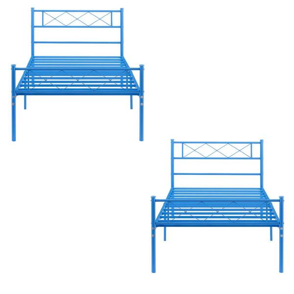 VECELO Twin Size 2-Piece Metal Platform Bed Frame Set - No Box Spring ...