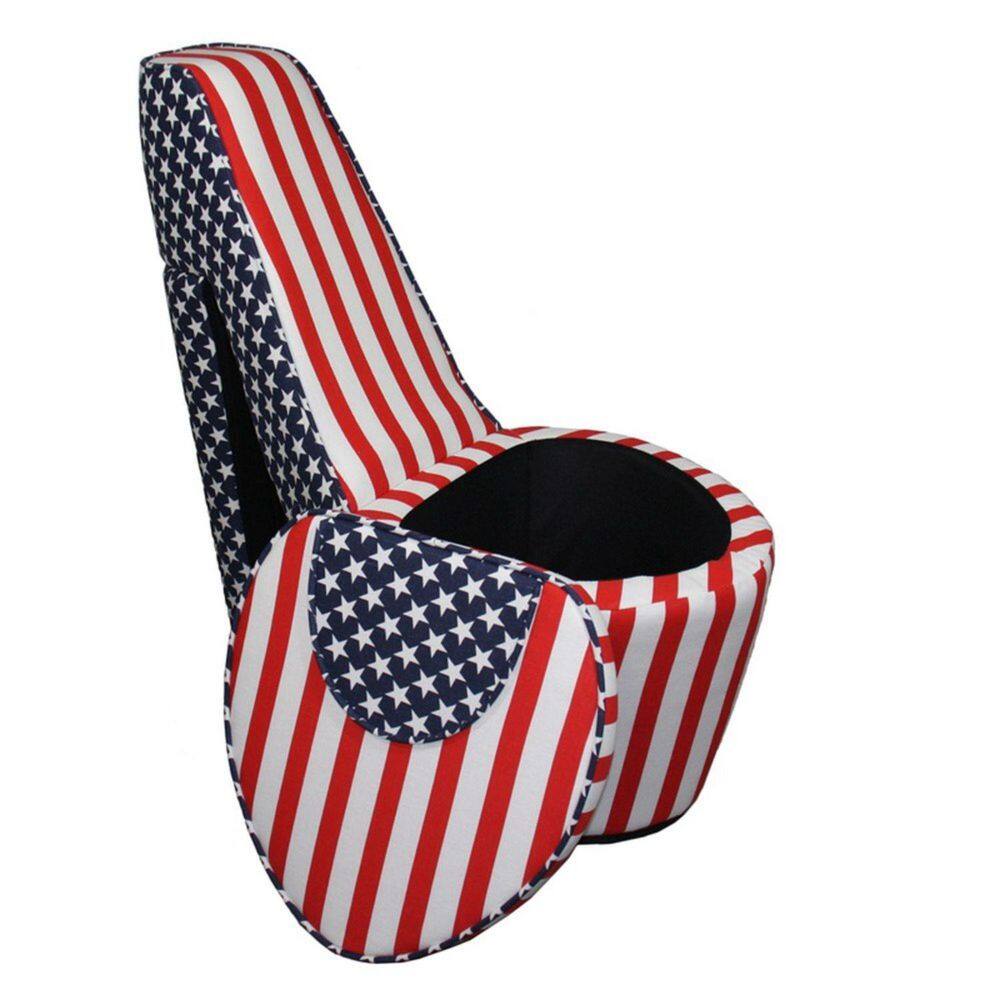 HomeRoots Caroline American Flag Suede Patterned Arm Chair 2000470313 ...