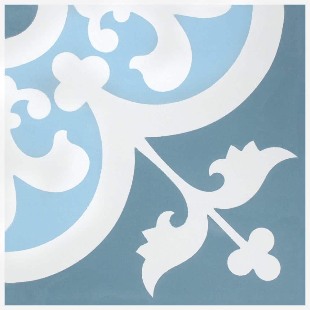 Merola Tile Cemento Empress Ocean 7-7/8 in. x 7-7/8 in. Cement Floor ...