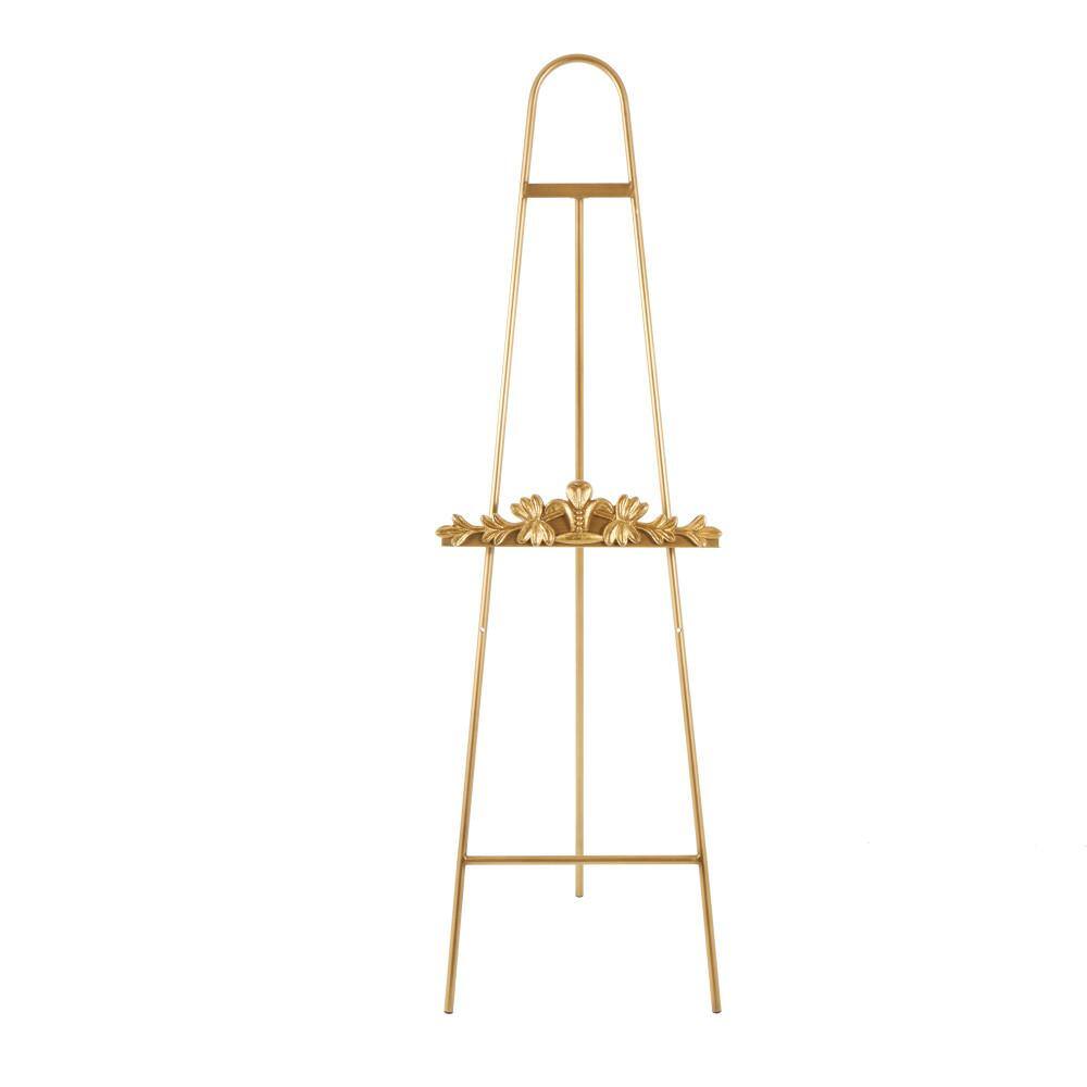 Litton Lane Gold Metal Arched Foldable Floor 2-Tier Easel with Vine ...
