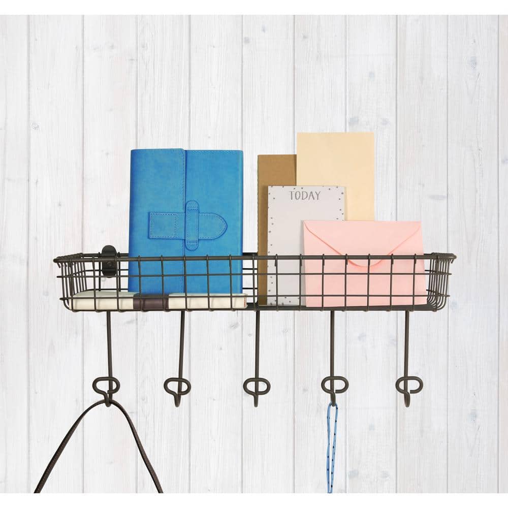 Spectrum 8.5 in. H x 19 in. W Gray Steel 1-Drawer Wide Mesh Wire Basket ...