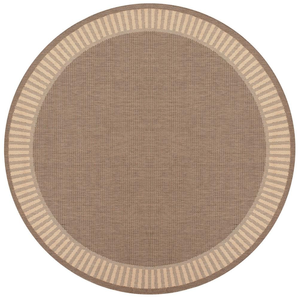 Couristan Recife Wicker Stitch Brown-Tan 8 ft. x 8 ft. Flatwoven Solid ...
