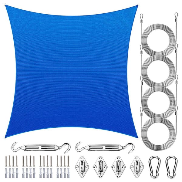 AMGO 10 ft. x 10 ft. Square Sun Shade Sail with Hardware Kit and Rope ...