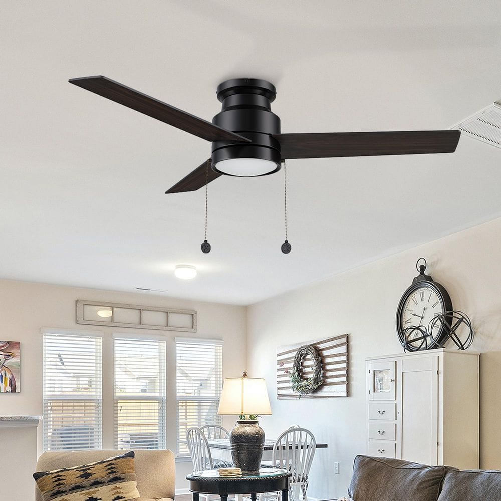 CARRO Rowan 52 in. Indoor Black Flush Mount Standard 3-Speed DC Ceiling ...