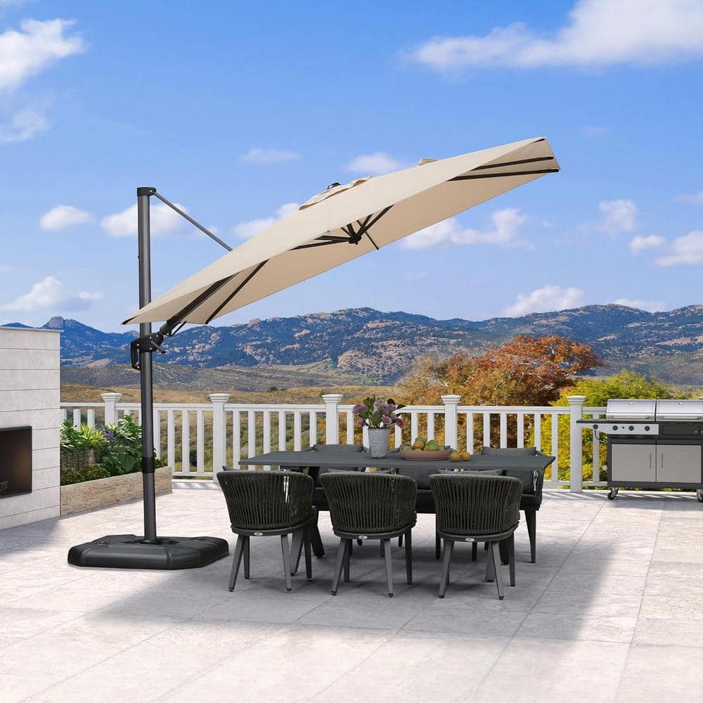 PURPLE LEAF 6 ft. x 10 ft. Cantilever Patio Umbrella Swivel Aluminum ...