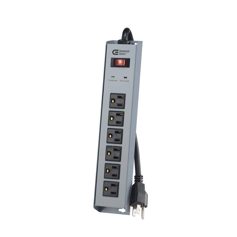 Commercial Electric 8 ft. 6-Outlet Metal Surge Protector YLPT-44-1A ...