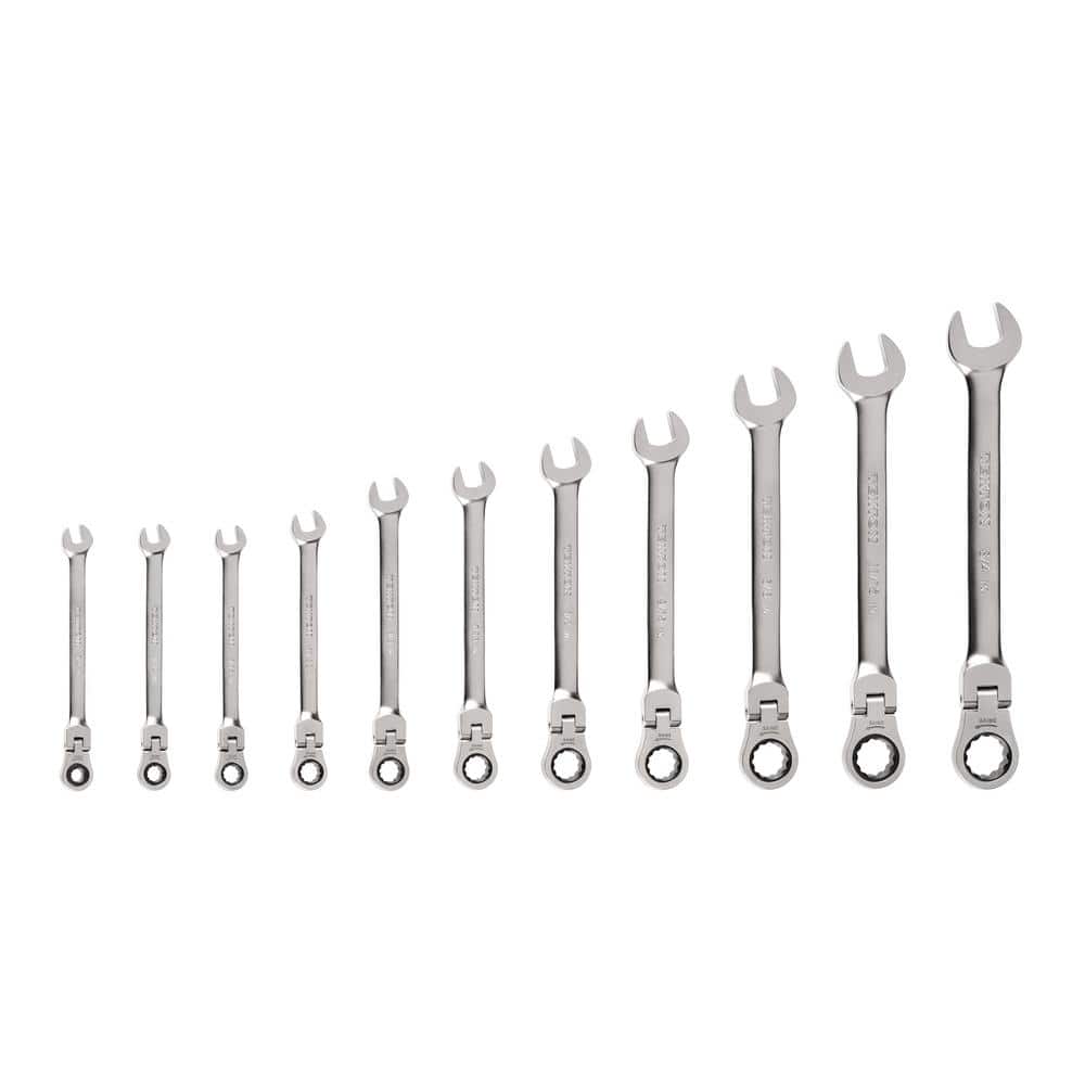 TEKTON 11-Piece (1/4-3/4 in.) Flex Head 12-Point Ratcheting Combination ...
